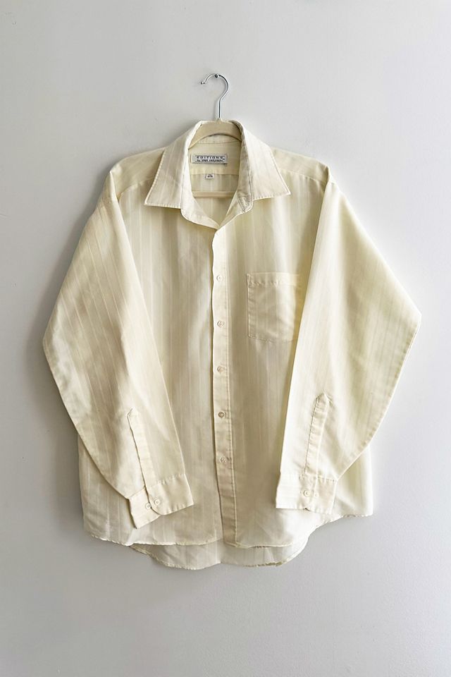 Vintage Semi-Sheer Pale Yellow Stripe Shirt | Urban Outfitters
