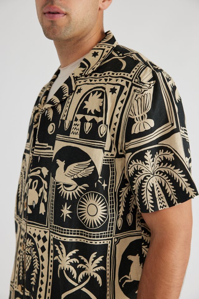 Kuwalla Tee Patterned Linen Short Sleeve Button-Down Yacht Shirt ...