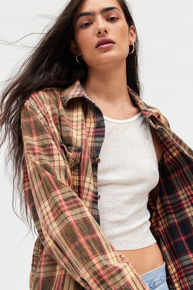 Urban Renewal Remade Acid Wash Flannel Shirt | Urban Outfitters