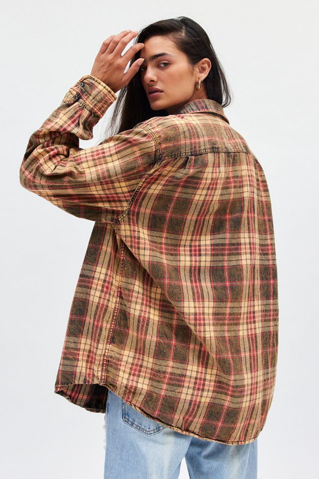 Urban Renewal Remade Acid Wash Flannel Shirt | Urban Outfitters
