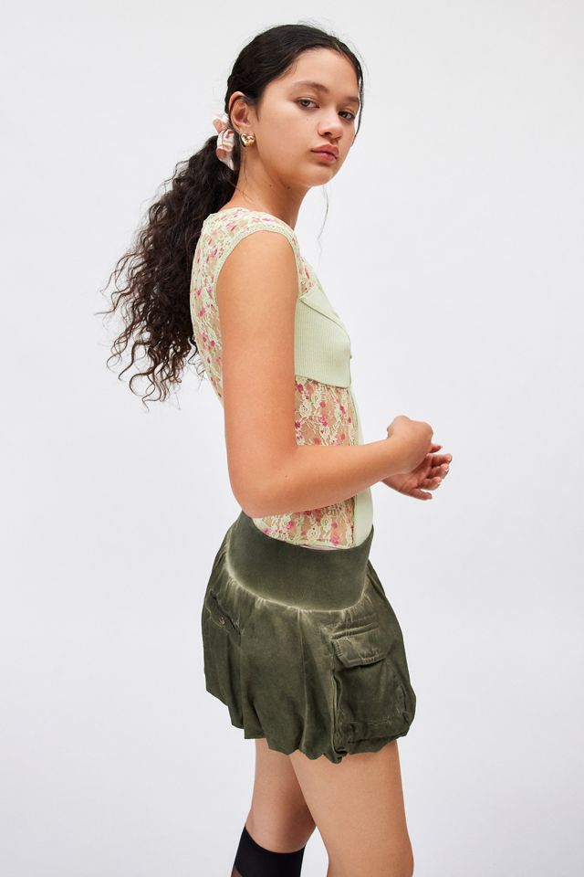 Out From Under Sweet Cheeks Printed Lace Trim Bodysuit Urban Outfitters