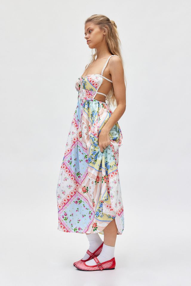 For Love & Lemons Cassandra Tie-Back Apron Midi Dress | Urban Outfitters
