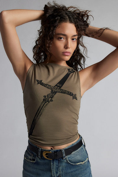 Dagger Graphic High Neck Tank Top | Urban Outfitters