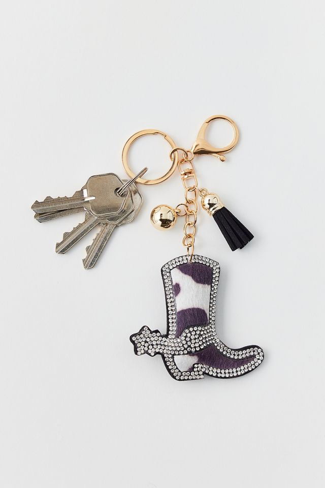 Urban Renewal Vintage Western Cow Print Boot Keychain | Urban Outfitters