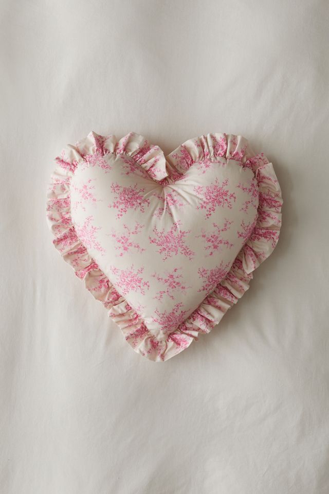 Ruffle Heart Cotton Throw Pillow | Urban Outfitters