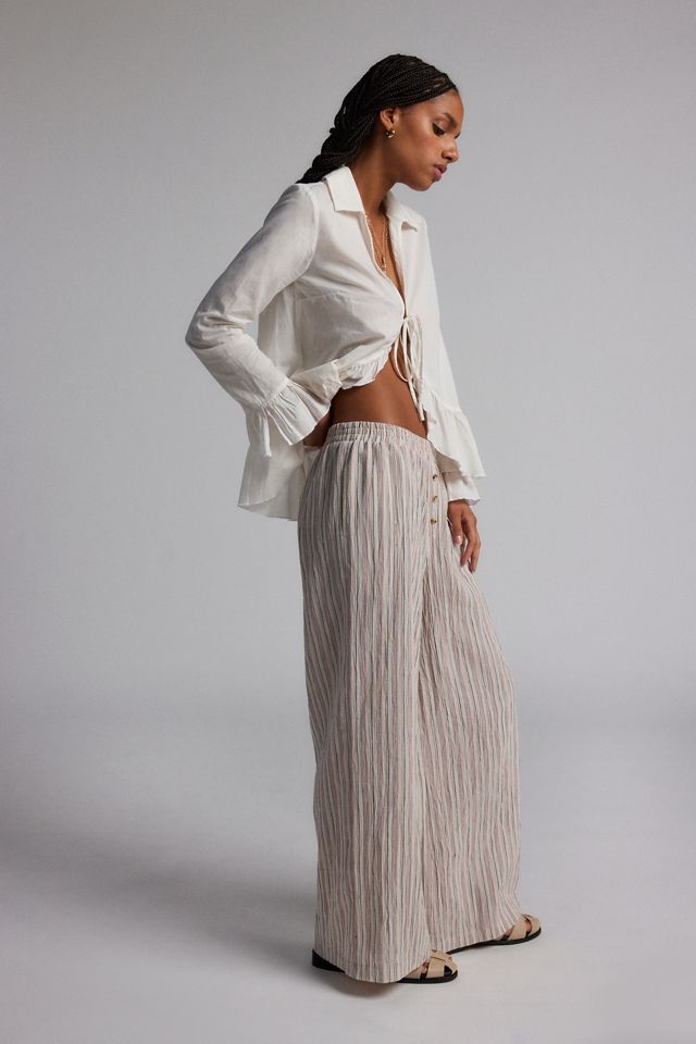 Urban Renewal Remnants Striped Button Front Boxer Pant | Urban Outfitters