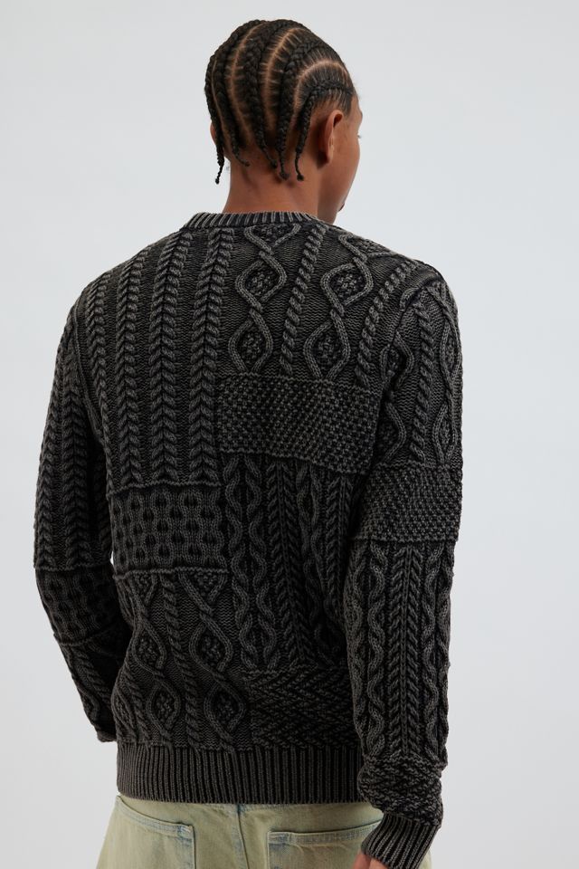 Schott Stonewashed Patchwork Crew Neck Sweater | Urban Outfitters