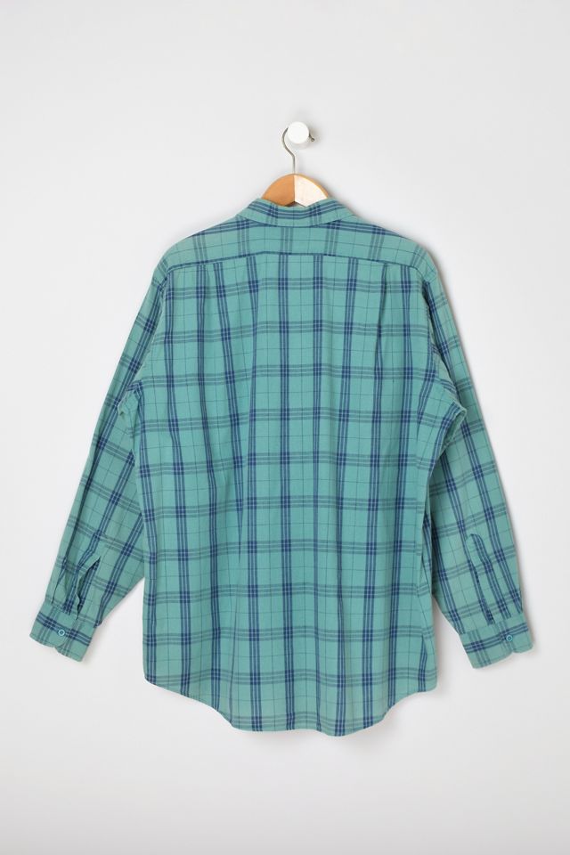 Vintage 90s Teal & Blue Check Button-Up Shirt | Urban Outfitters