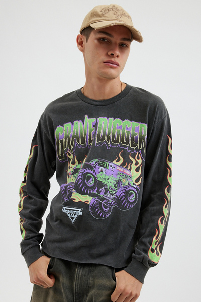 Grave Digger Monster Truck Cropped Long Sleeve Graphic Tee | Urban ...