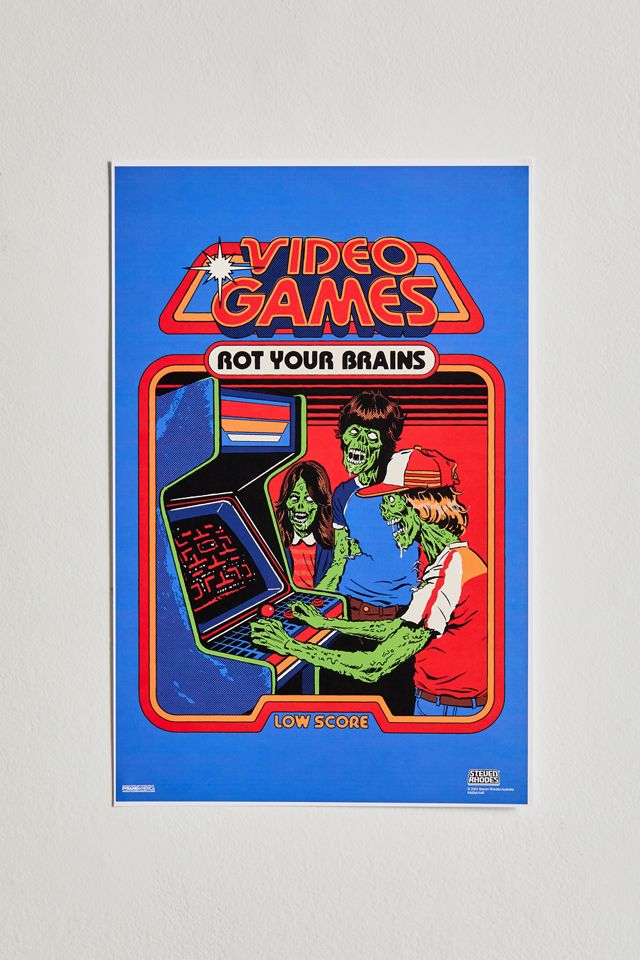 Steven Rhodes Video Games Rot Your Brain Poster | Urban Outfitters