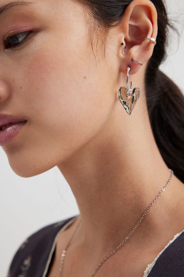 Hammered Heart Hoop Earring | Urban Outfitters