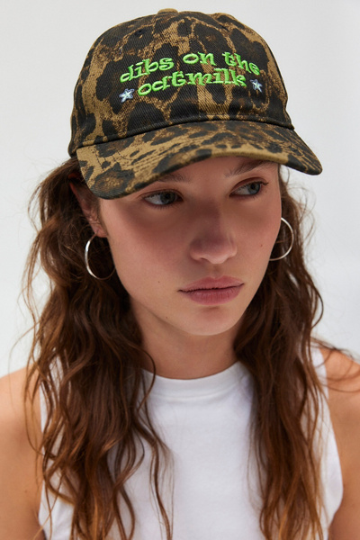 Dibs On Oatmilk Leopard Print Baseball Hat | Urban Outfitters