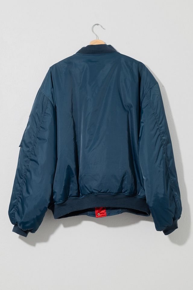 Vintage Y2K SAAB Aerospace Blue Puffy Flight Jacket | Urban Outfitters