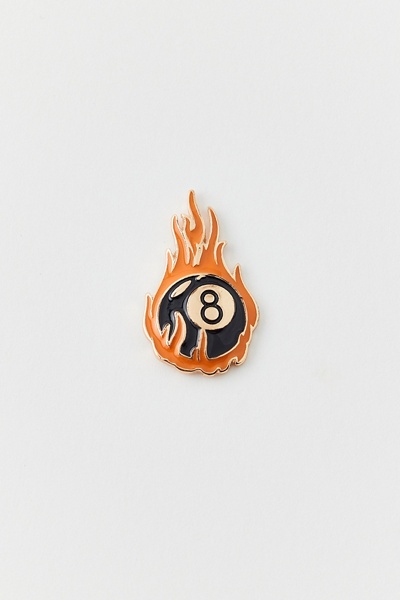 Flaming 8 Ball Enameled Pin | Urban Outfitters