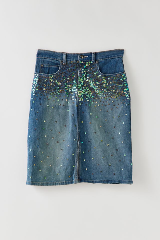 Vintage Sequin Denim Midi Skirt | Urban Outfitters