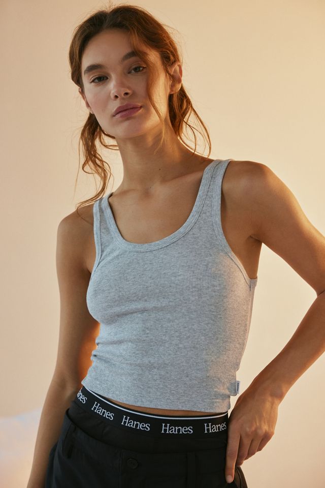 Hanes Comfy Stretch Ribbed Cropped Tank Top | Urban Outfitters