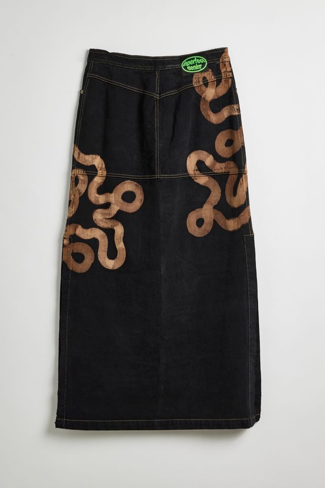 Inperfect Denim X Urban Renewal Bleach Dye Pattern Denim Maxi Skirt ...