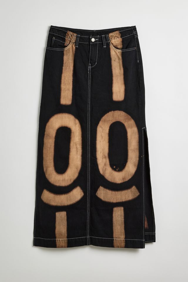 Inperfect Denim X Urban Renewal Bleach Dye Pattern Denim Maxi Skirt ...