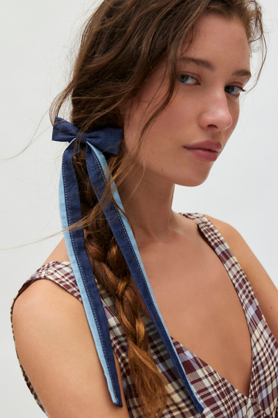 Two-Toned Denim Hair Bow Clip | Urban Outfitters