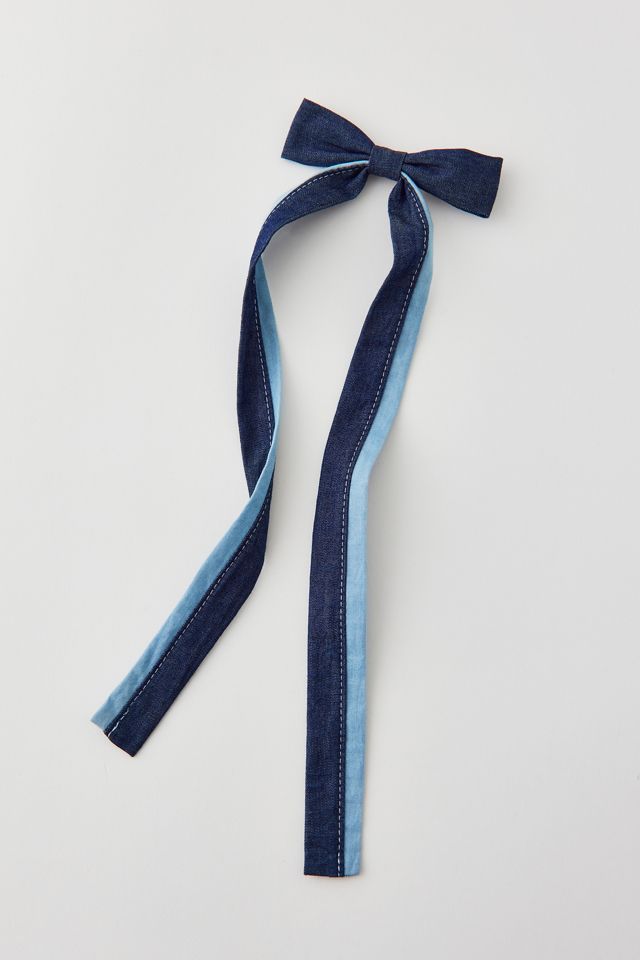Two Toned Denim Hair Bow Clip Urban Outfitters