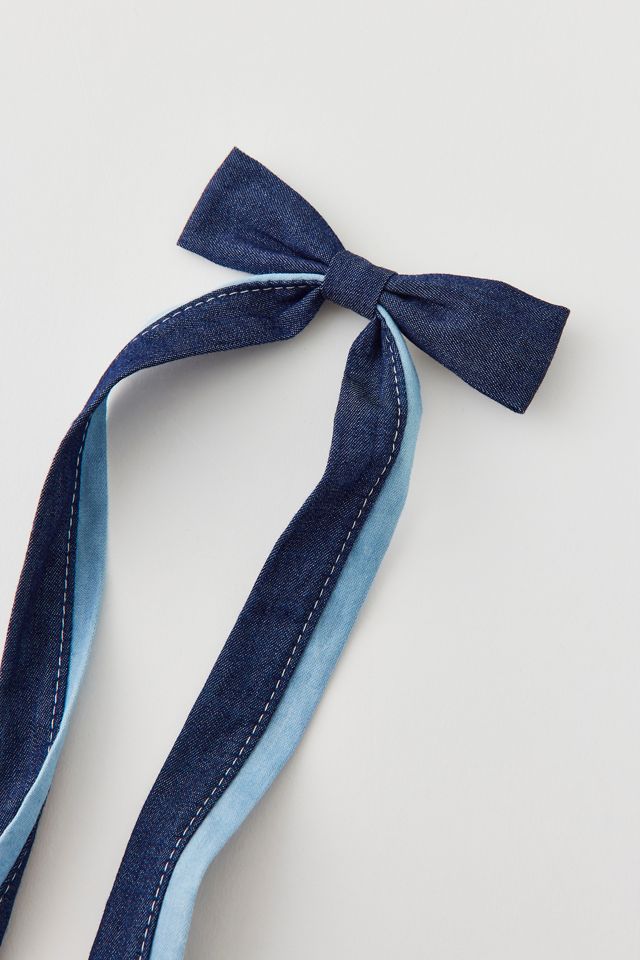 Two Toned Denim Hair Bow Clip Urban Outfitters