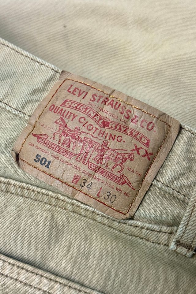 Vintage 1990’s Levi’s 501 Khaki Denim Jeans | Urban Outfitters