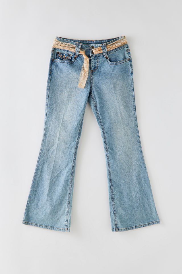 Vintage Y2K Lace Belt Flared Jean | Urban Outfitters