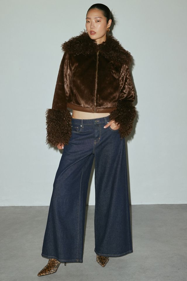 Silence + Noise Pony Faux Fur Cropped Jacket | Urban Outfitters Silence + Noise Pony Faux Fur Cropped Jacket | Urban Outfitters