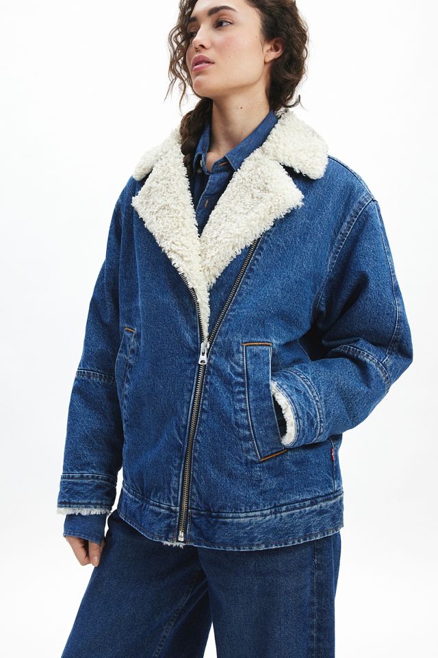 Levi’s® Piled Fleece Denim Flight Jacket | Urban Outfitters