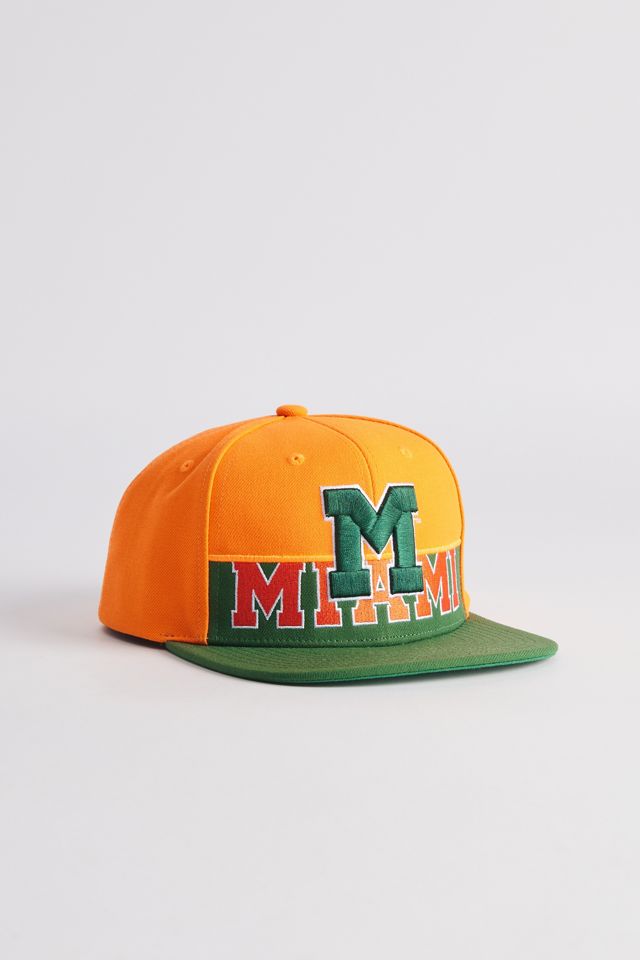 Mitchell & Ness NCAA University Of Miami Half N Half Snapback Hat ...