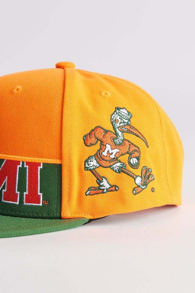 Mitchell & Ness NCAA University Of Miami Half N Half Snapback Hat ...