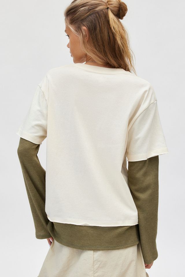 Kimchi Blue Ollie Angels Graphic Twofer Long Sleeve Tee | Urban Outfitters