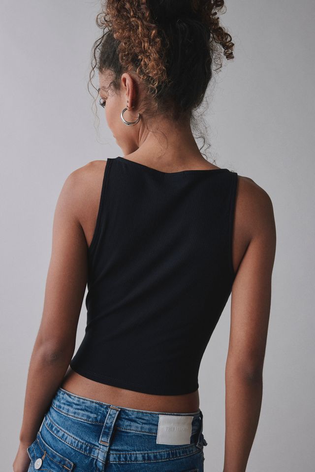 True Religion Crystal Strap Rib Cropped Tank Top | Urban Outfitters