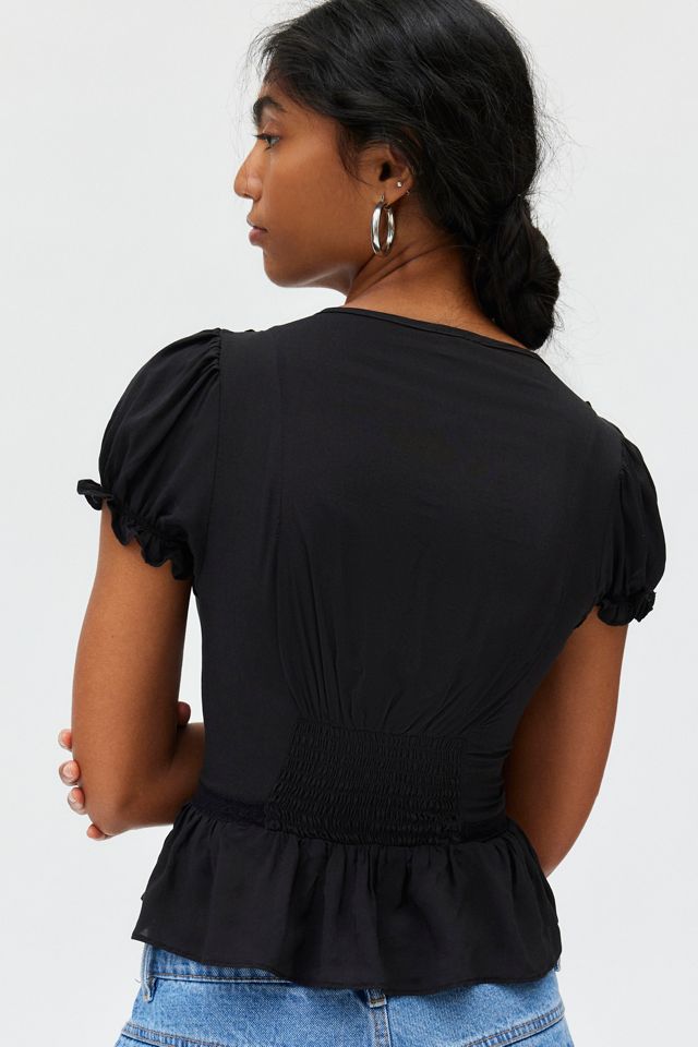 Kimchi Blue Amerie Keyhole Ruffle Peplum Blouse | Urban Outfitters