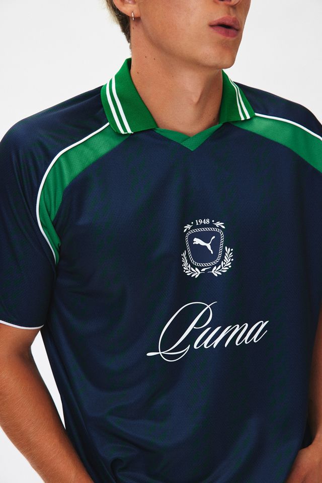 Puma Script Logo Relaxed Soccer Jersey Tee | Urban Outfitters