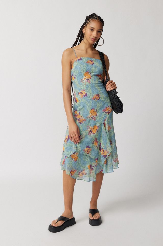 Vickie Chiffon Midi Dress | Urban Outfitters