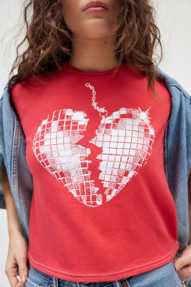 Broken Heart Disco Ball Graphic Slim Tee | Urban Outfitters