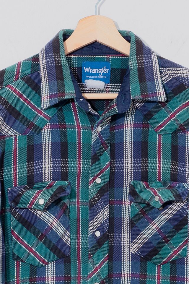 Vintage 1980s Distressed Wrangler Plaid Flannel Shirt | Urban Outfitters