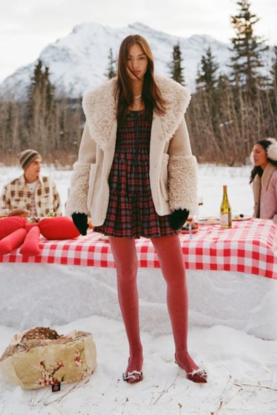 Kimchi Blue Juniper Plaid Ribbon Trim Mini Dress | Urban Outfitters