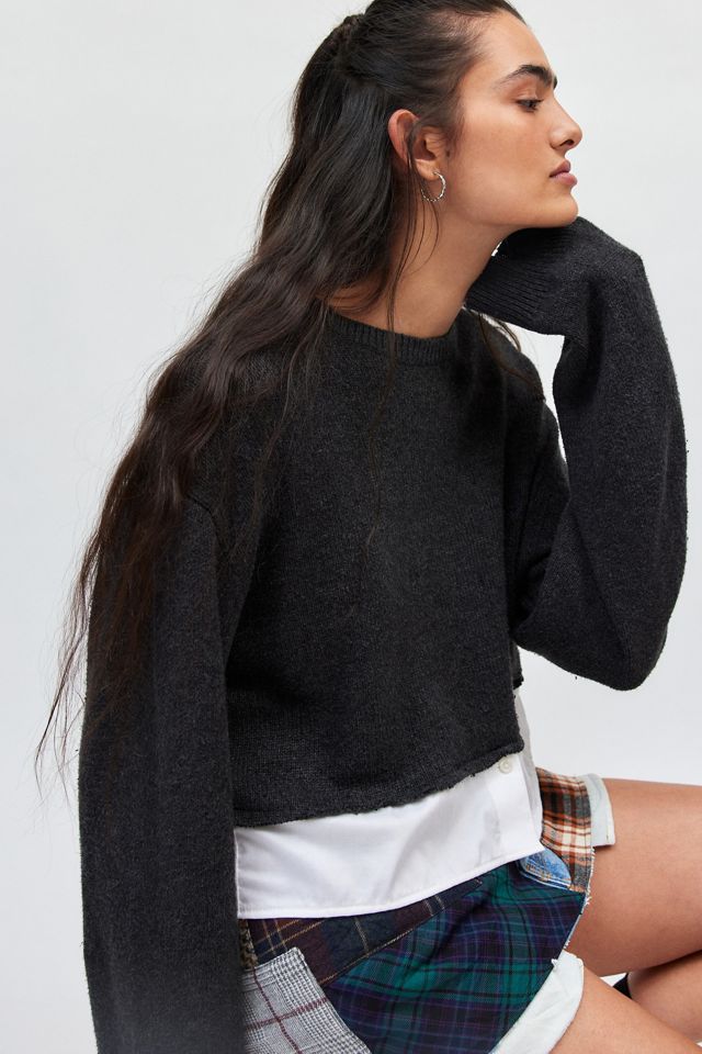 Urban Renewal Remade Crop Spliced Sweater | Urban Outfitters