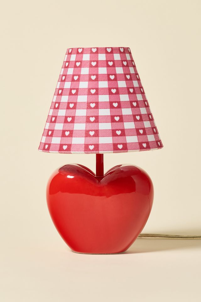 Gingham Heart Shape Ceramic Table Lamp | Urban Outfitters