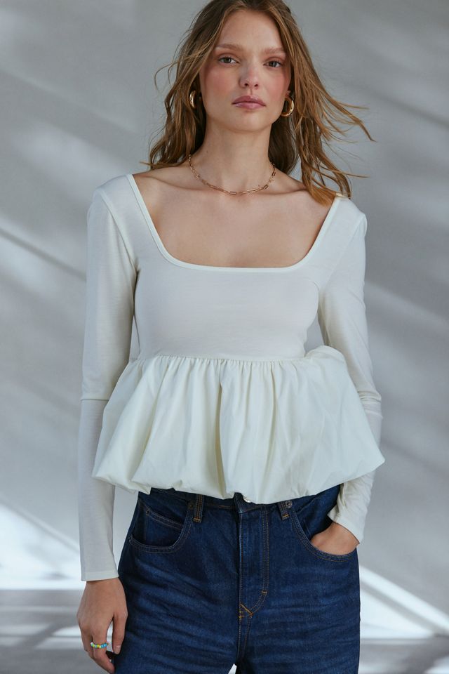 Silence + Noise Bubble Bottom Long Sleeve Top | Urban Outfitters Canada