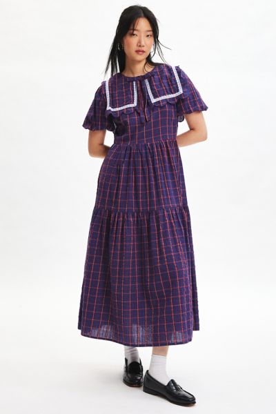 Neon Rose Meredith Collared Plaid Midi Dress | Urban Outfitters Canada