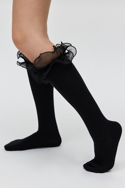Chiffon Ruffle Knee High Sock | Urban Outfitters