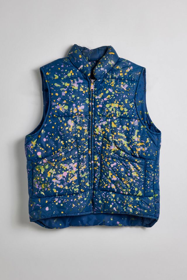 Vintage Paint Splatter Padded Puffer Vest | Urban Outfitters