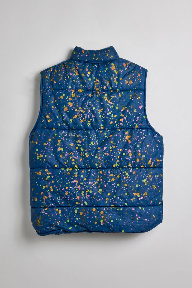 Vintage Paint Splatter Padded Puffer Vest | Urban Outfitters