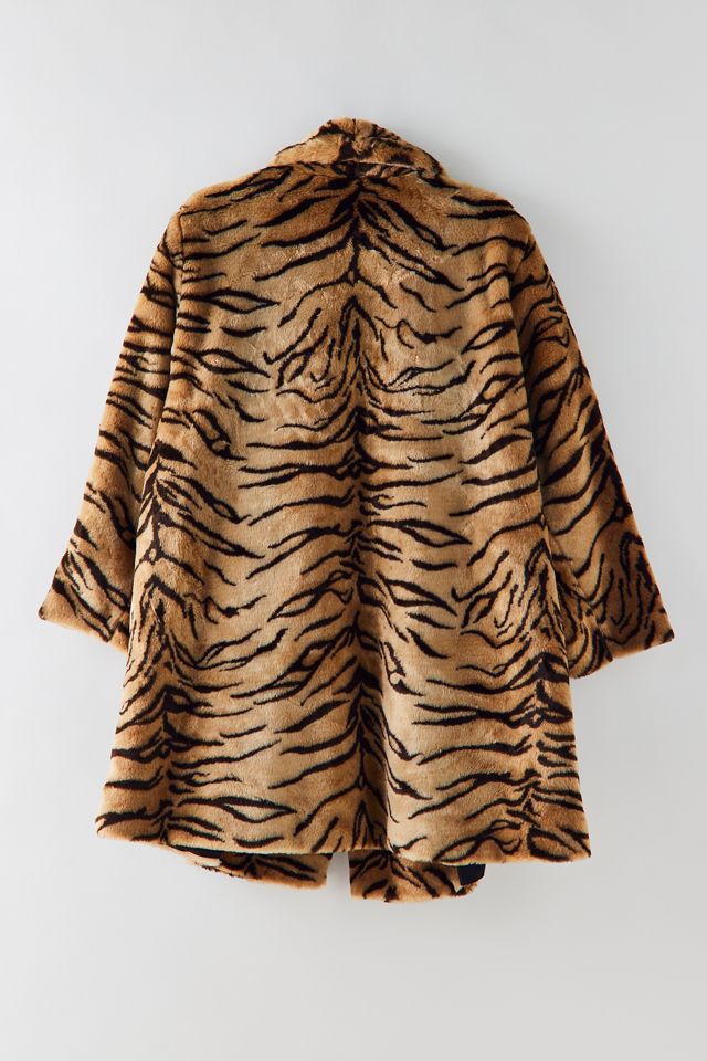 Vintage Faux Fur Zebra Pattern Longline Coat | Urban Outfitters
