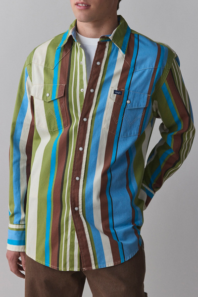 Wrangler Brushpopper Stripe Long Sleeve Shirt | Urban Outfitters