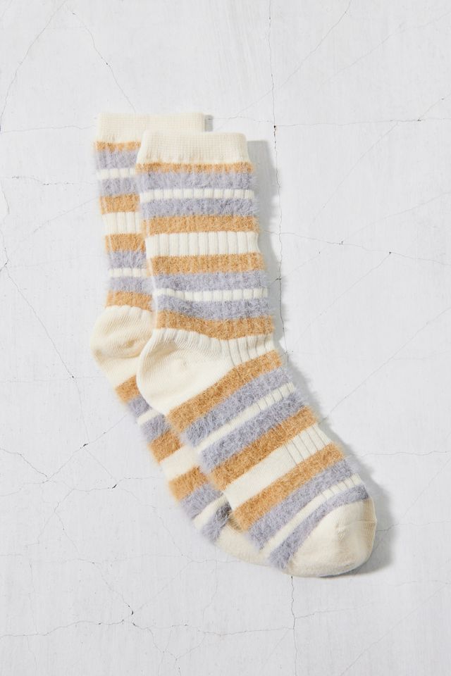 Cozy Eyelash Striped Crew Sock | Urban Outfitters