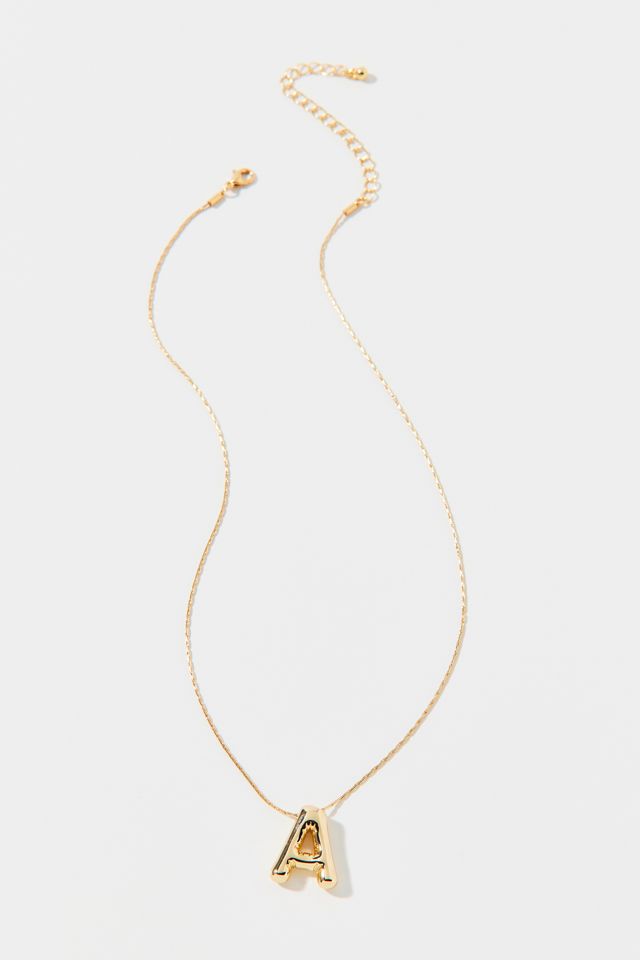 14k Gold Plated Bubble Initial Charm Necklace | Urban Outfitters